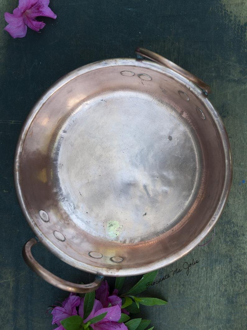 French antique copper jam pan - Brocante Ma Jolie