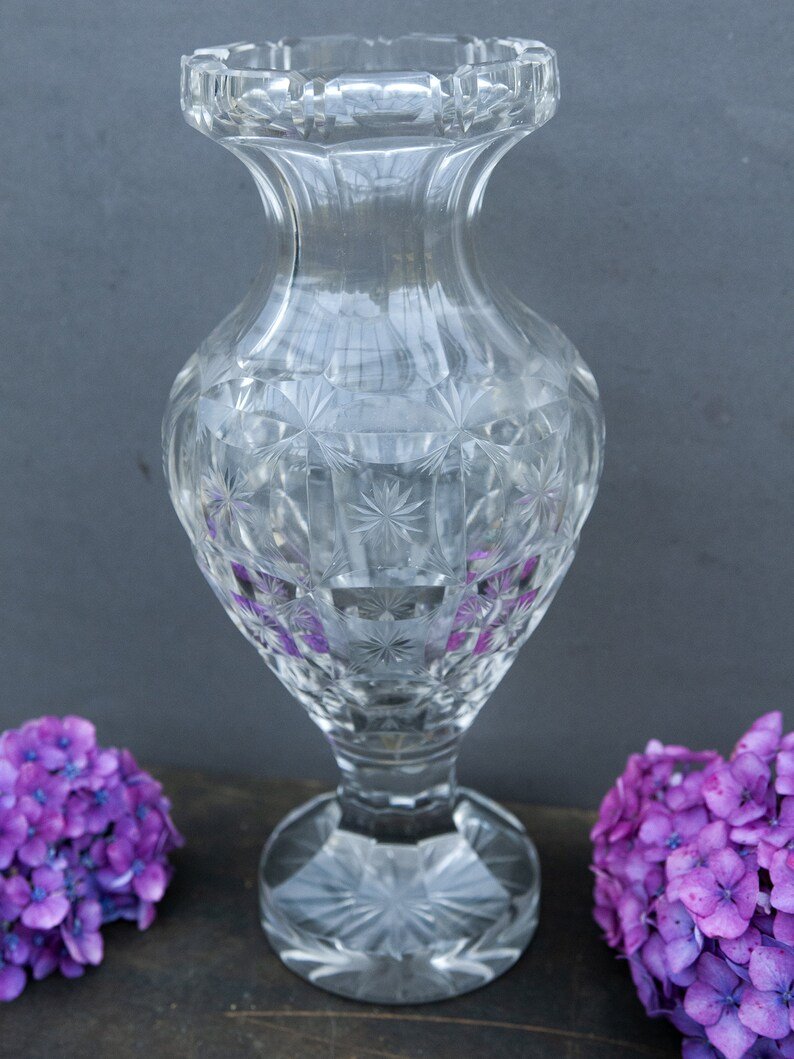 French vintage clear glass vase - Brocante Ma Jolie