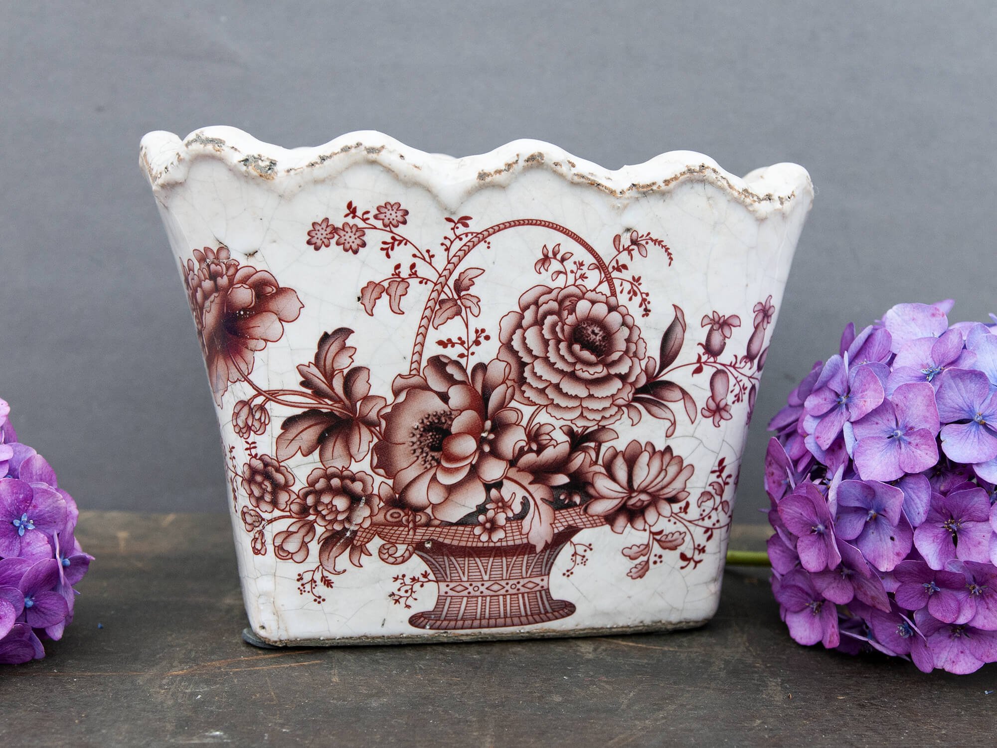 Vintage French red ceramic window planter - Brocante Ma Jolie