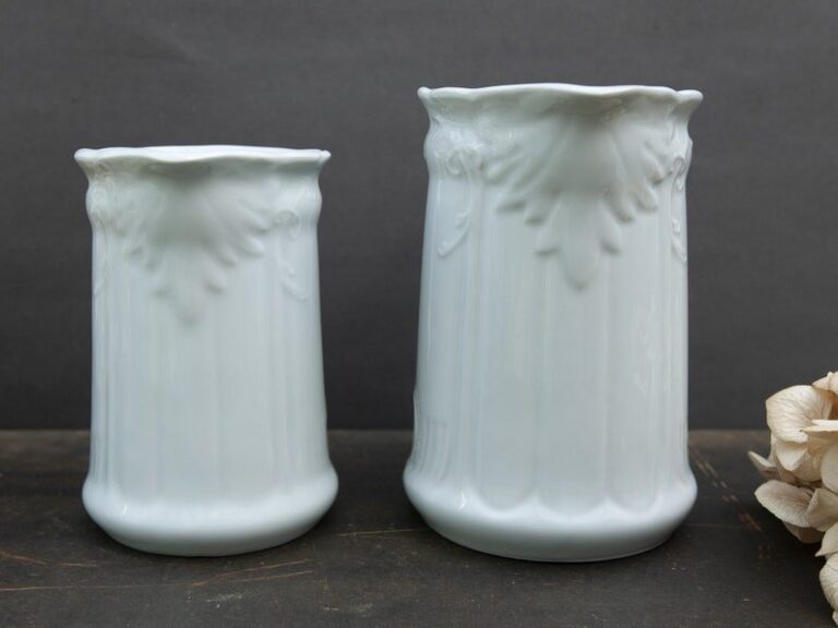 Set of 2 Vintage French White Porcelain Pitchers – Limoges Style ...