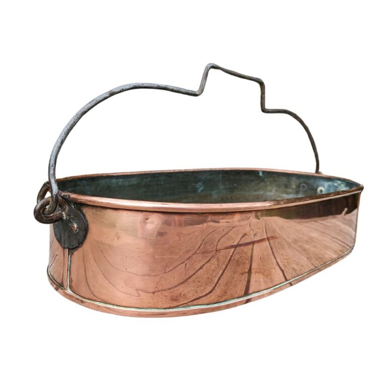 are French Copper Fish Kettle – Vintage Oval Poacher - Brocante Ma Jolie